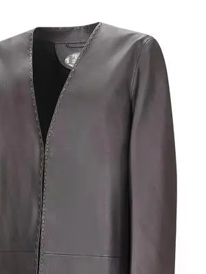 Fendi Leather Coat With Stitched Details