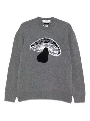 MSGM Mushroom-intarsia Wool-blend Sweater