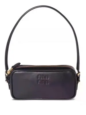 Miu Miu Leather Logo Detail Mini Bag - Black