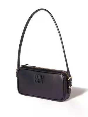 Miu Miu Leather Logo Detail Mini Bag - Black