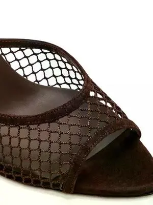 AQUAZZURA 85mm Bisous Mesh Mules - Brown