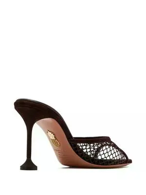 AQUAZZURA 85mm Bisous Mesh Mules - Brown