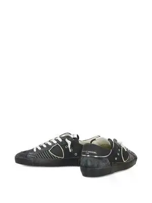 Philippe Model Prsx Suede-panelled Low-top Sneakers - Black