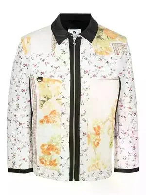 MARINE SERRE Floral-patchwork Quilted Jacket - White