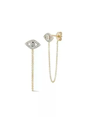 Mateo 14k White Gold Diamond Evil Eye Drop Earrings - Silver