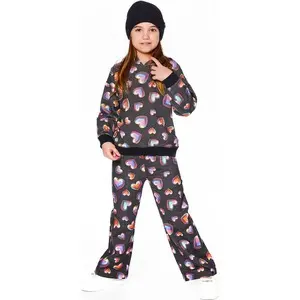 DEUX PAR DEUX Wide Leg Fleece Pants - Black And Multicolor