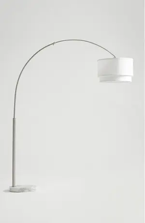 BRIGHTECH Mason 81" Led Arc Floor Lamp With Heavy-weighted Marble Base - Metallic Silver
