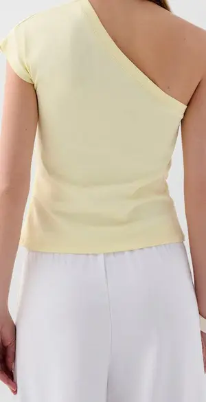 SCALPERS Asy Draped Tee - Lightyellow