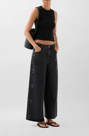 SCALPERS Rib Gather Side Tee - Black