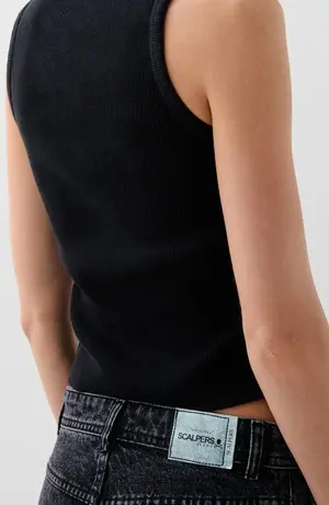 SCALPERS Rib Gather Side Tee - Black
