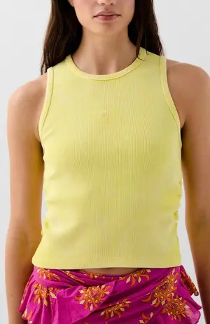 SCALPERS Rib Gather Side Tee - Yellow
