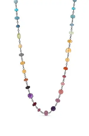 Sheryl Lowe Rainbow Mix Gemstone Necklace - Rainbox Mix/sterling Silver