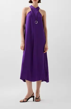 SCALPERS Slip Cross Midi Dress - Purple
