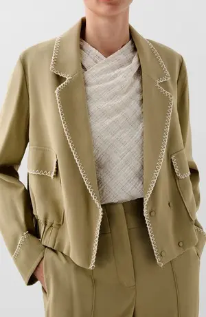 SCALPERS Safari Stitching Blazer - Khaki