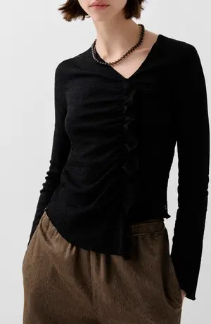 SCALPERS Wrinkle Long Sleeve Tee - Black