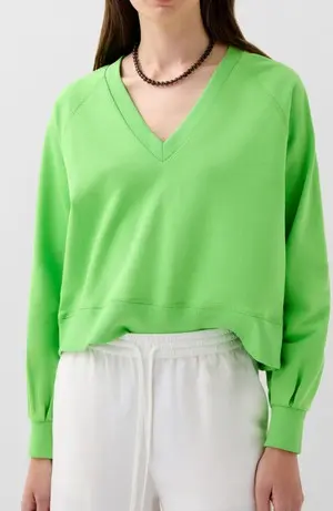 SCALPERS V-neck Long-sleeve Sweatshirt - Green