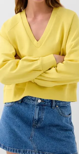 SCALPERS V-neck Long-sleeve Sweatshirt - Yellow