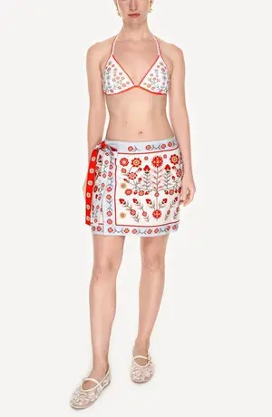 JESSIE ZHAO NEW YORK Swim Cover Up Skirt- Garden - Red