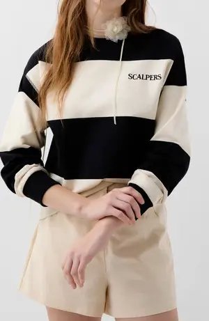 SCALPERS Striped Logo Sweatshirt Blackstripes