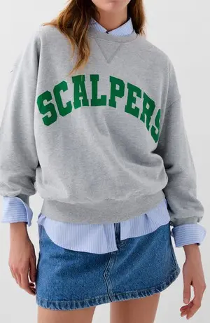 SCALPERS Logo Cotton Sweatshirt - Greymelange