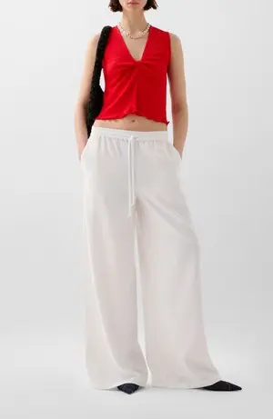 SCALPERS Sleeveless V-neck Knot Detail Top - Red
