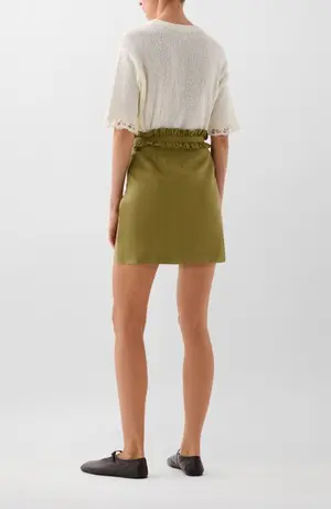 SCALPERS Ruffle Hem Linen Mini Skirt