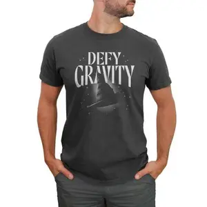 WICKED Defy Gravity Witch Hat Short Sleeve Graphic T-shirt - Charcoal