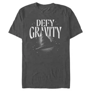 WICKED Defy Gravity Witch Hat Short Sleeve Graphic T-shirt - Dark Heather