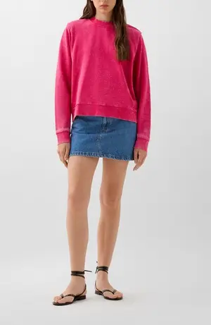 SCALPERS Padded Marble Long-sleeve Cotton Sweatshirt - Fucsia
