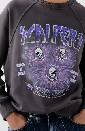SCALPERS Skull Print Cotton Sweatshirt