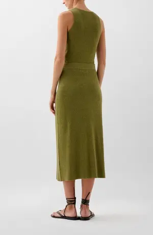 SCALPERS Lurex Duo Knit Skirt - Khaki