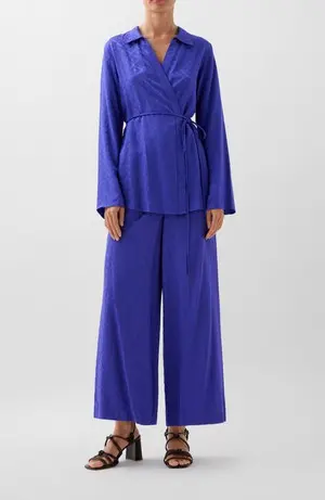 SCALPERS Jacquard Tie Waist Kaftan - Purple