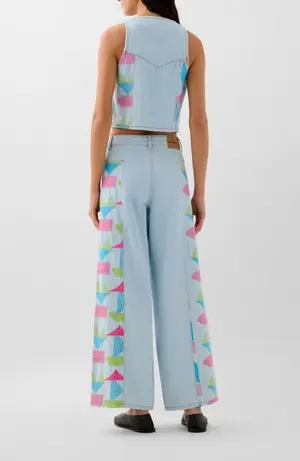 SCALPERS Embroidered Denim Culotte Trousers