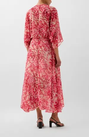 SCALPERS Printed Midi Skirt - Raspberry