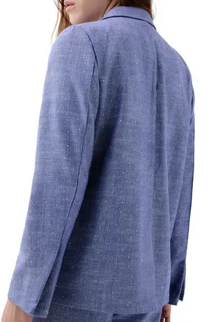 SCALPERS Linen-blend Blazer With Rhinestone Details