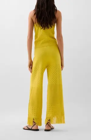 SCALPERS Pointelle Knit Top - Yellow