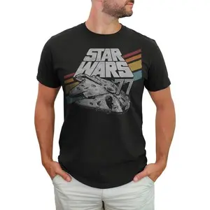 STAR WARS Retro 77 Millennium Falcon Stripes Graphic Tee - Black