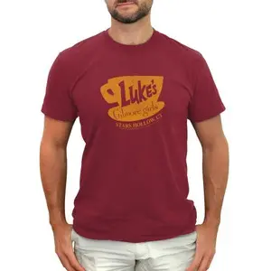 GILMORE GIRLS Distressed Luke's Diner Logo Graphic T-shirt - Cardinal
