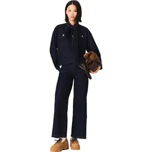 Maje Denim Shirt With Bow Detail - Navy