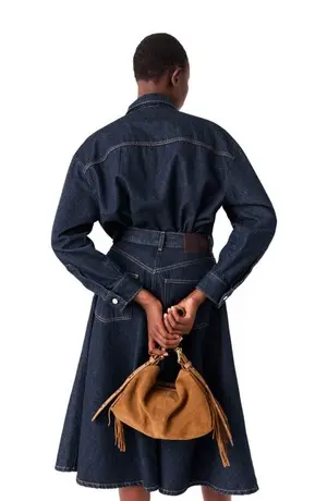 Maje Denim Shirt With Bow Detail - Navy