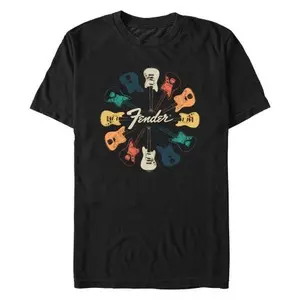 FENDER Colorful Kaleidoscope Guitars Short Sleeve Graphic T-shirt - Black