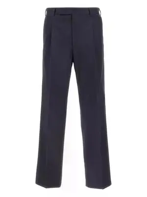 PT TORINO Single-pleat Wool Trousers - Blue
