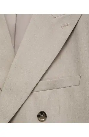 Mango Slim Fit Double Breasted Blazer - Beige