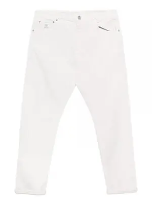 Brunello Cucinelli Logo-plaque Five-pocket Jeans - White