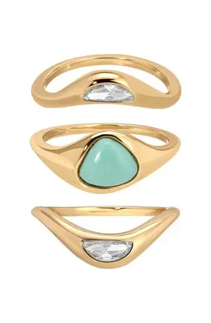 Ettika Solstice Stacking Rings Set - Turquoise