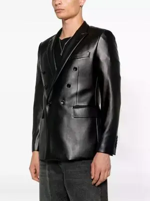 REVERES 1949 Double-breasted Leather Jacket - Black