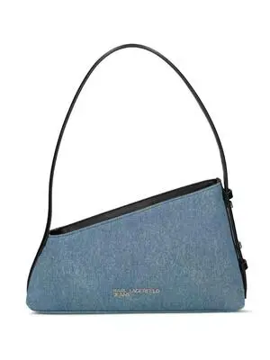 Karl Lagerfeld Denim Shoulder Bag With Logo Plaque - Blue