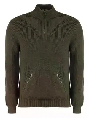 MOORER Ribbed-knit Half-zip Pullover