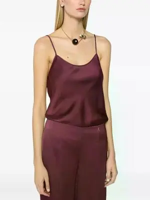 GENNY Satin Spaghetti-strap Top - Red