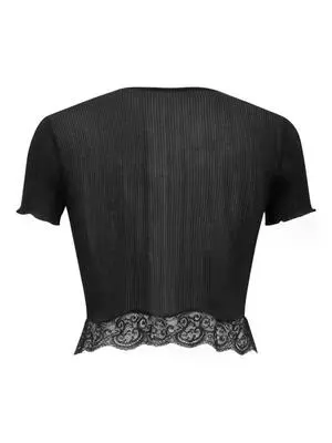Saint Laurent Ribbed Lace-hem Top